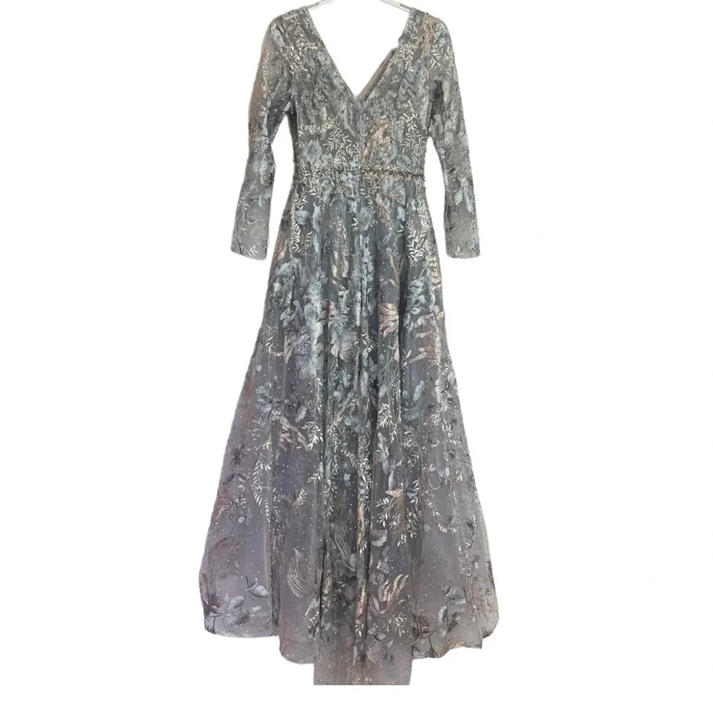 Mac Duggal | Dresses | Mac Duggal Long Sleeve Beaded Applique Gown ...